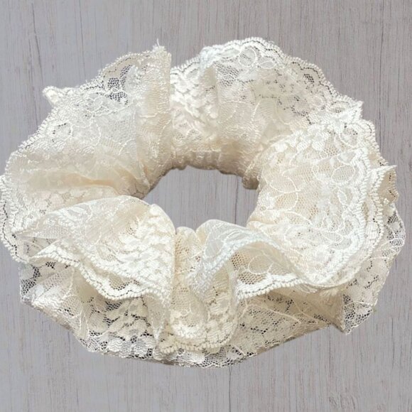 Handmade | Accessories | Lace Layered Hair Scrunchie For Womenhandmade ...